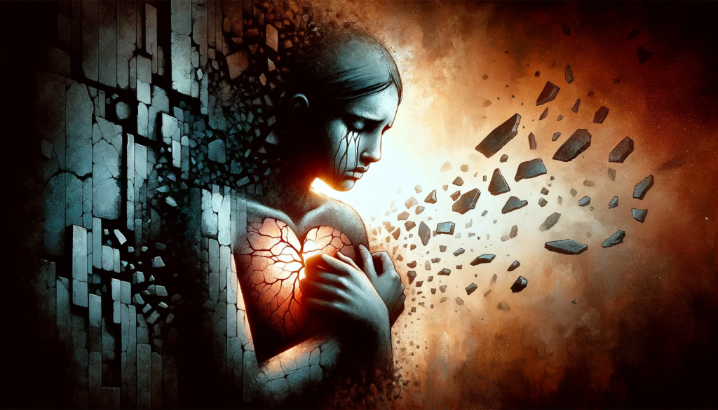 Falling Apart - Liam Grey Emotional Turmoil Stone Heart Sadness and Despair